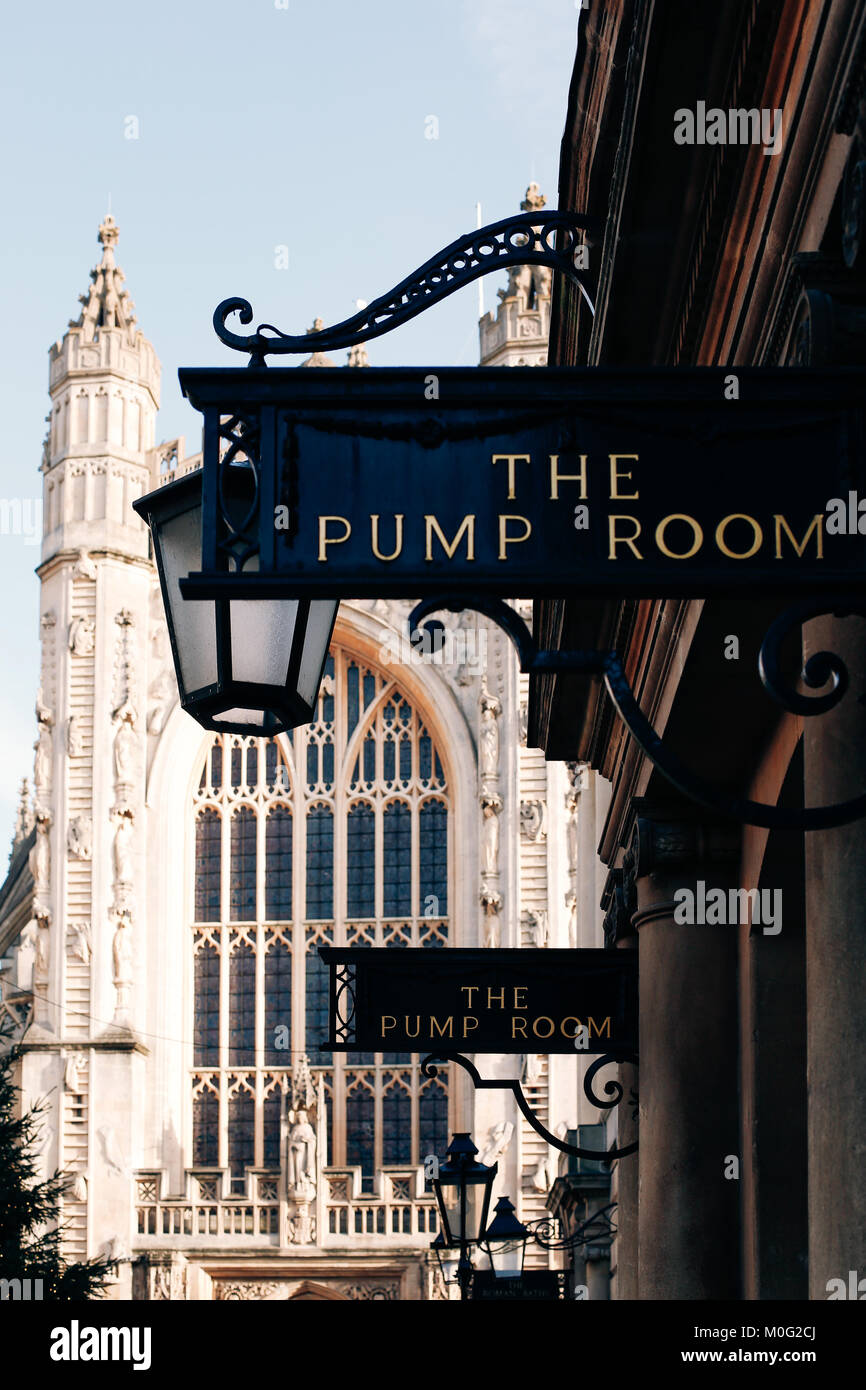 View of the sign at the entrance to the Pump Room, a well-preserved ...