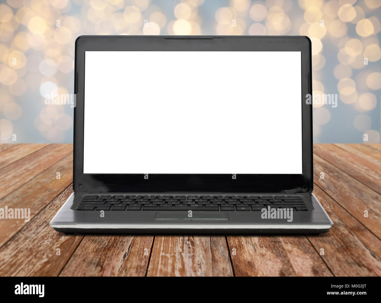 laptop computer with white screen over lights Stock Photo - Alamy
