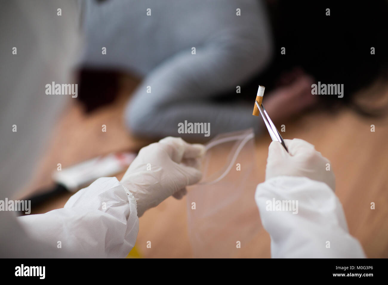 criminalist collecting crime scene evidence Stock Photo - Alamy