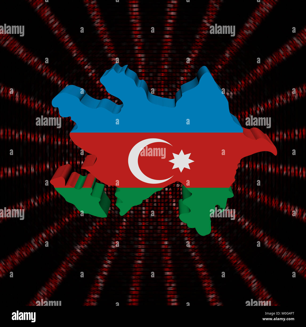Azerbaijan map flag on red hex code burst illustration Stock Photo - Alamy