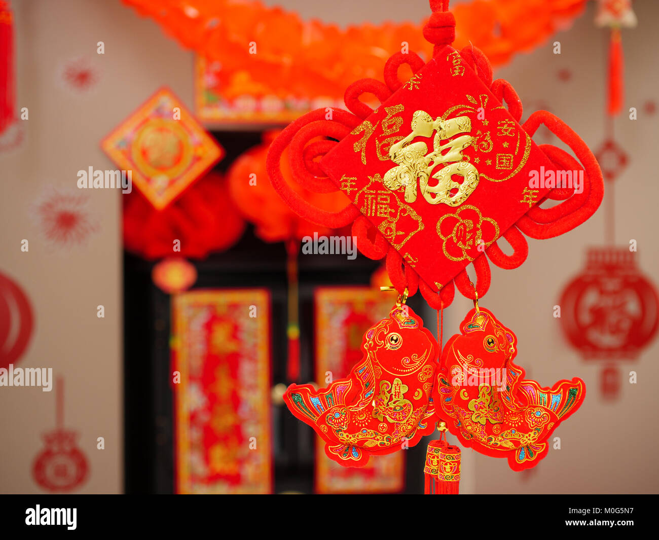 "Fu" means"lucky" Chinese new year decorating greeting card Stock Photo ...