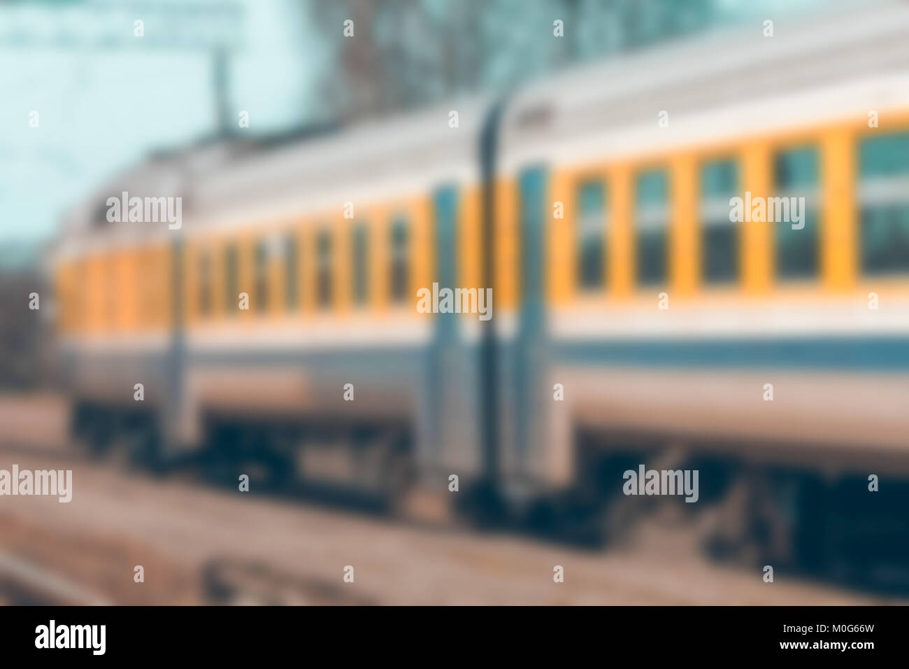 Passenger train - soft lens bokeh image. Defocused background Stock Photo - Alamy