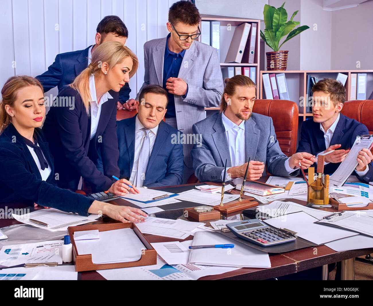 Group business people in office Stock Photo - Alamy