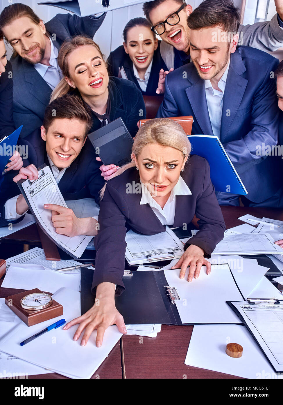 Business people office. Team people are unhappy with their leader Stock ...