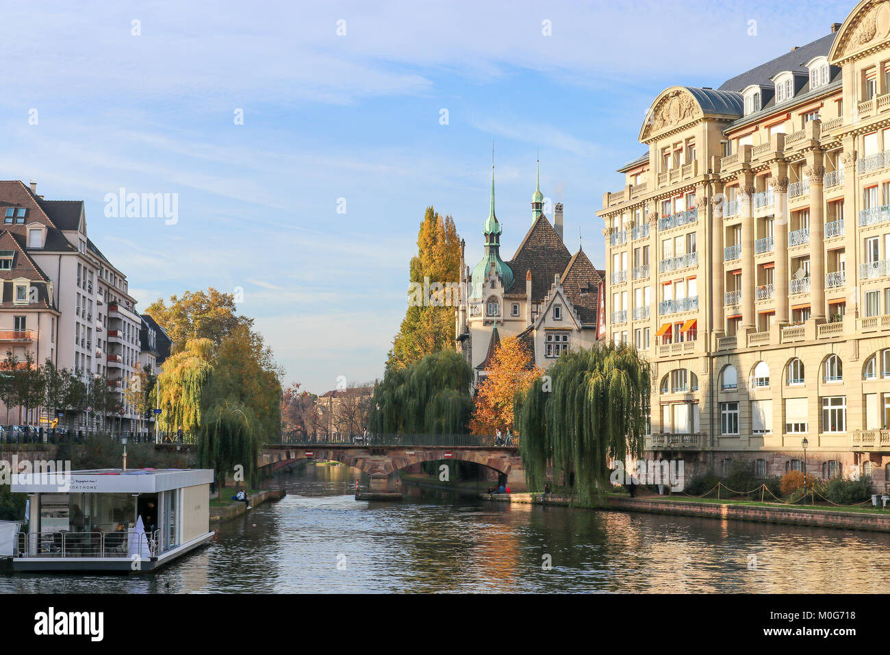 Beautiful architecture along the canals during Autumn in Strasbourg ...