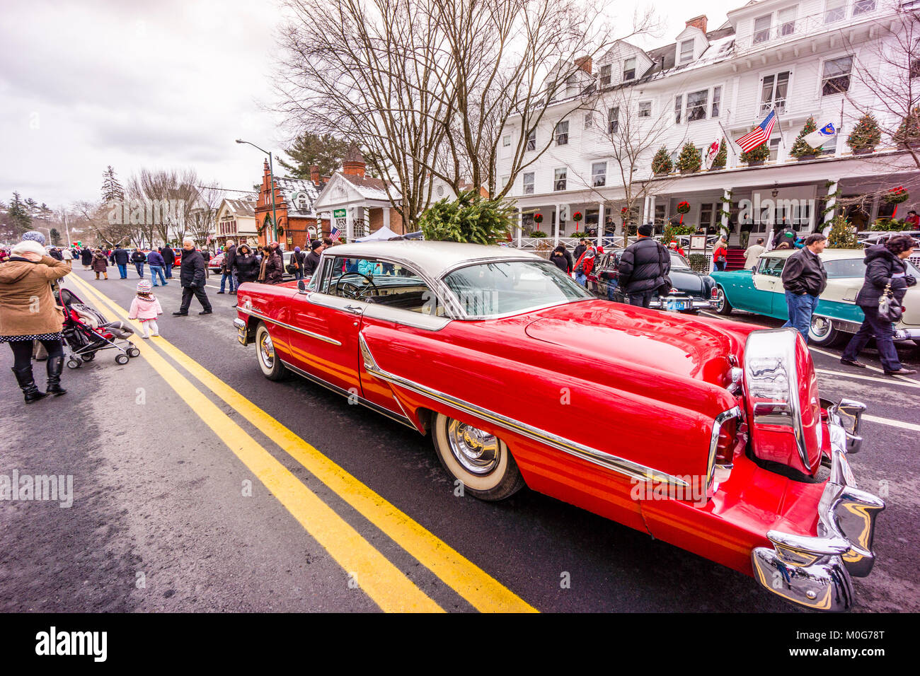 Main Street At Christmas Stockbridge, Massachusetts, USA Stock Photo ...