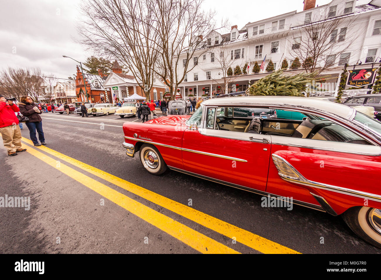 Main Street At Christmas Stockbridge, Massachusetts, USA Stock Photo ...