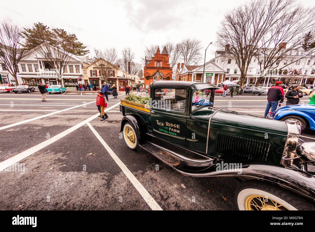 Main Street At Christmas Stockbridge, Massachusetts, USA Stock Photo ...