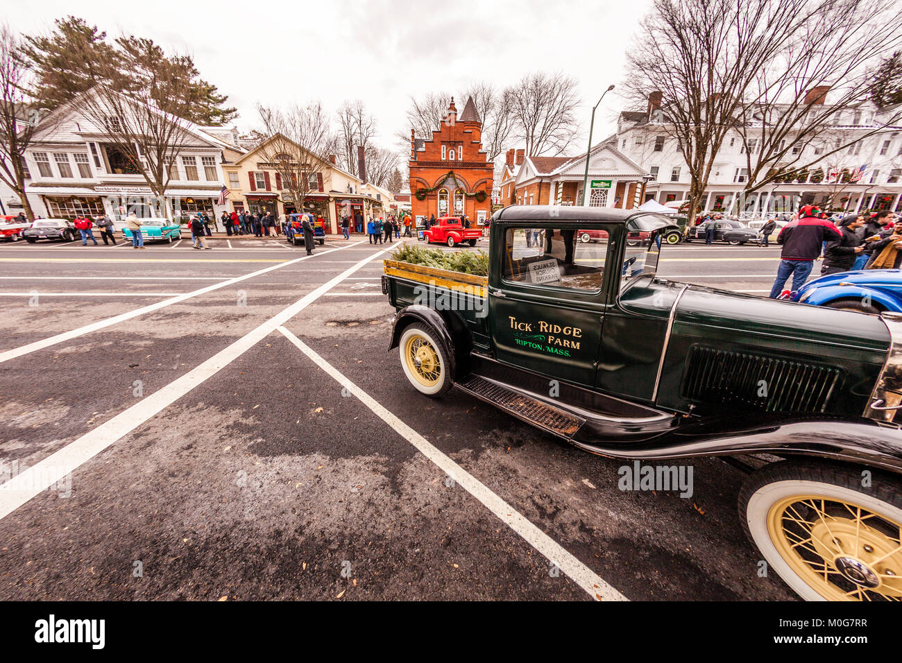 Main Street At Christmas Stockbridge, Massachusetts, USA Stock Photo ...