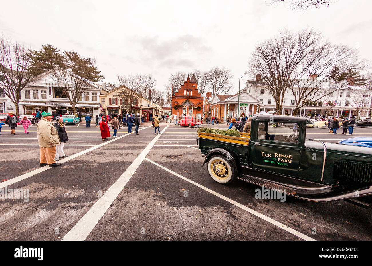 Main Street At Christmas Stockbridge, Massachusetts, USA Stock Photo ...