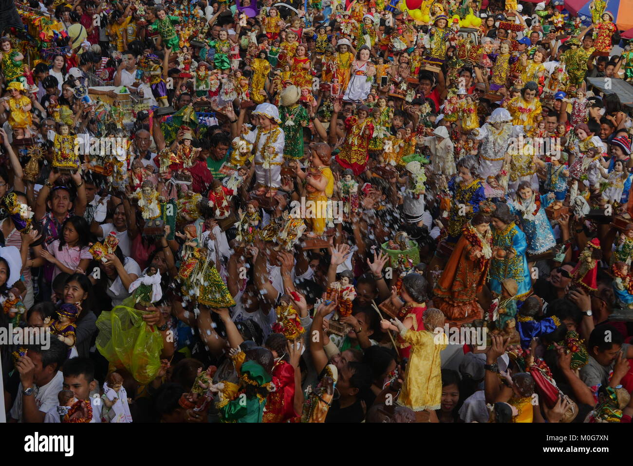 Manila, Philippines. 21st Jan, 2018. A crowd of Sto. Nino statues ...