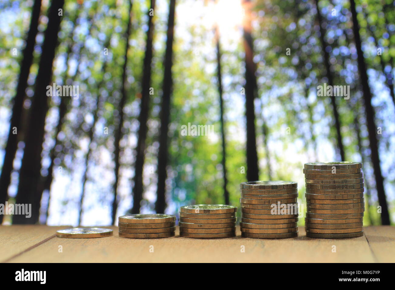 Environmental friendly economy. Finance business of saving nature. Coin ...