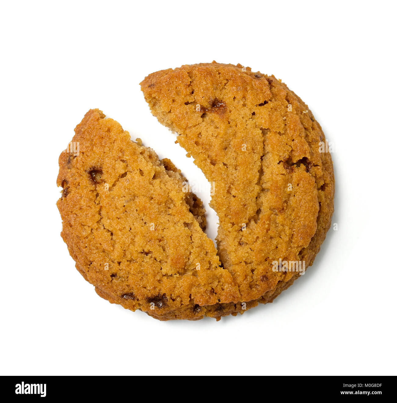 Broken chocolate chip cookie isolated on white background Stock Photo ...
