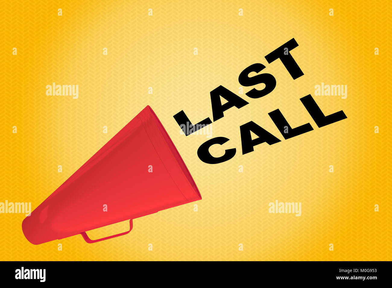 3D illustration of LAST CALL title flowing from a loudspeaker Stock ...