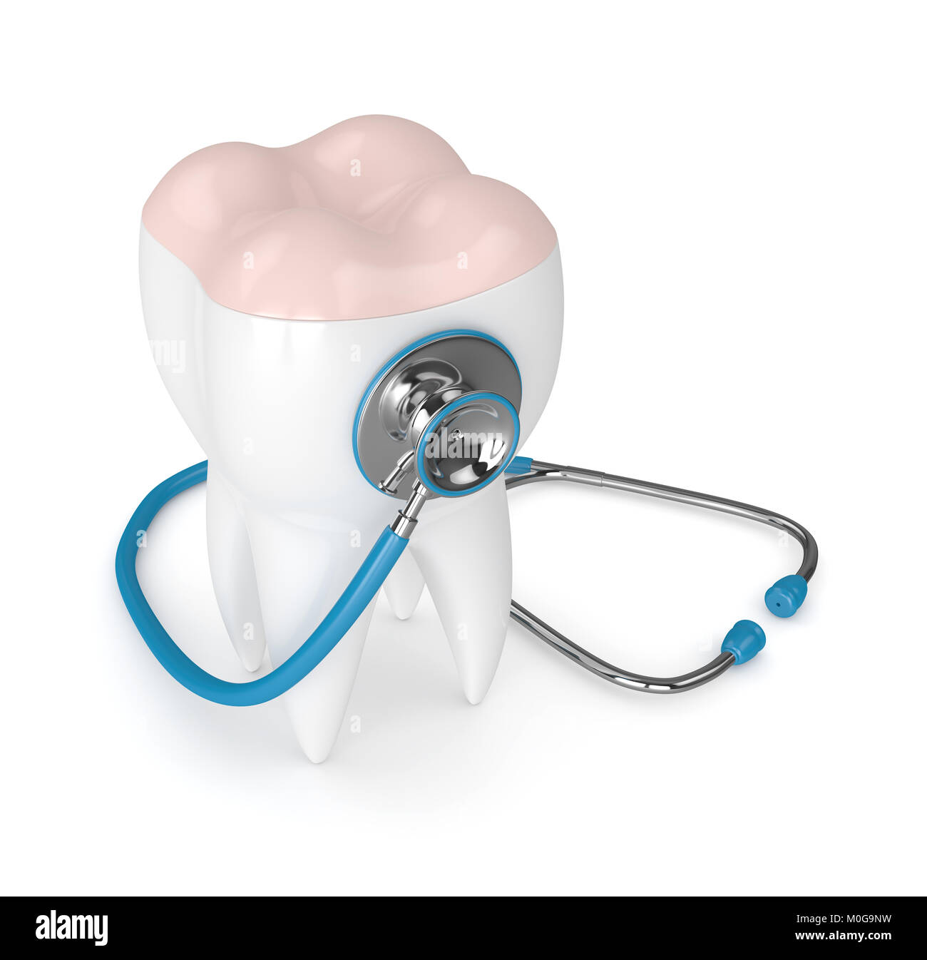 3d render of tooth with dental onlay and stethoscope isolated on white ...