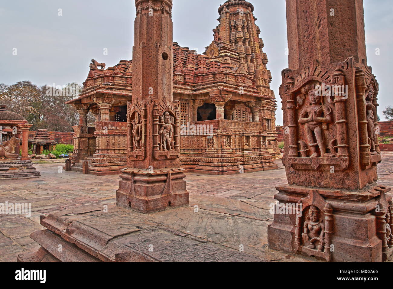 Hindu temple in Menal, Rajasthan, India, with carvings in the ...
