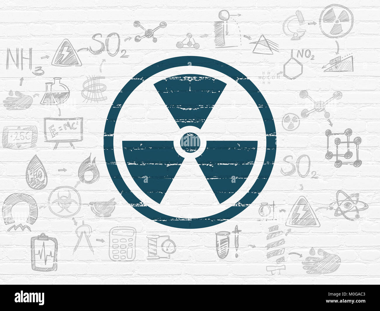 Science concept: Radiation on wall background Stock Photo - Alamy