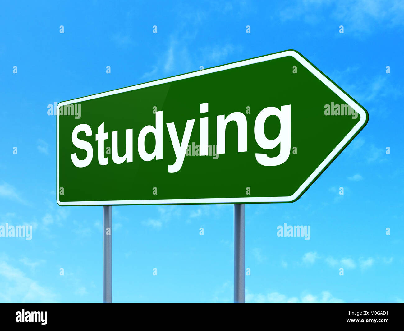 Learning concept: Studying on road sign background Stock Photo - Alamy