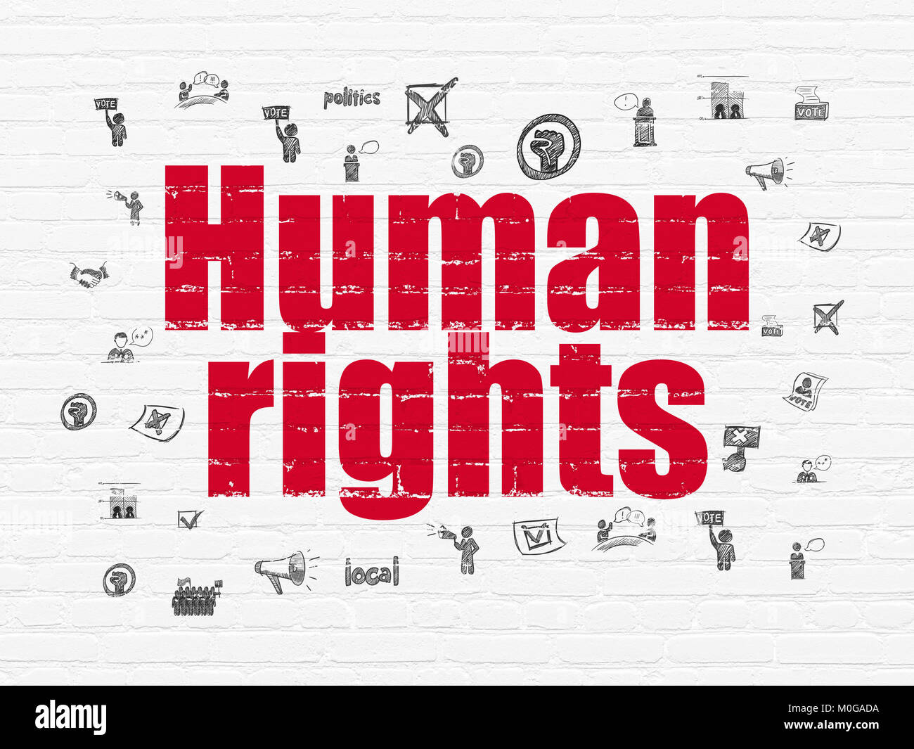 Political concept: Human Rights on wall background Stock Photo - Alamy