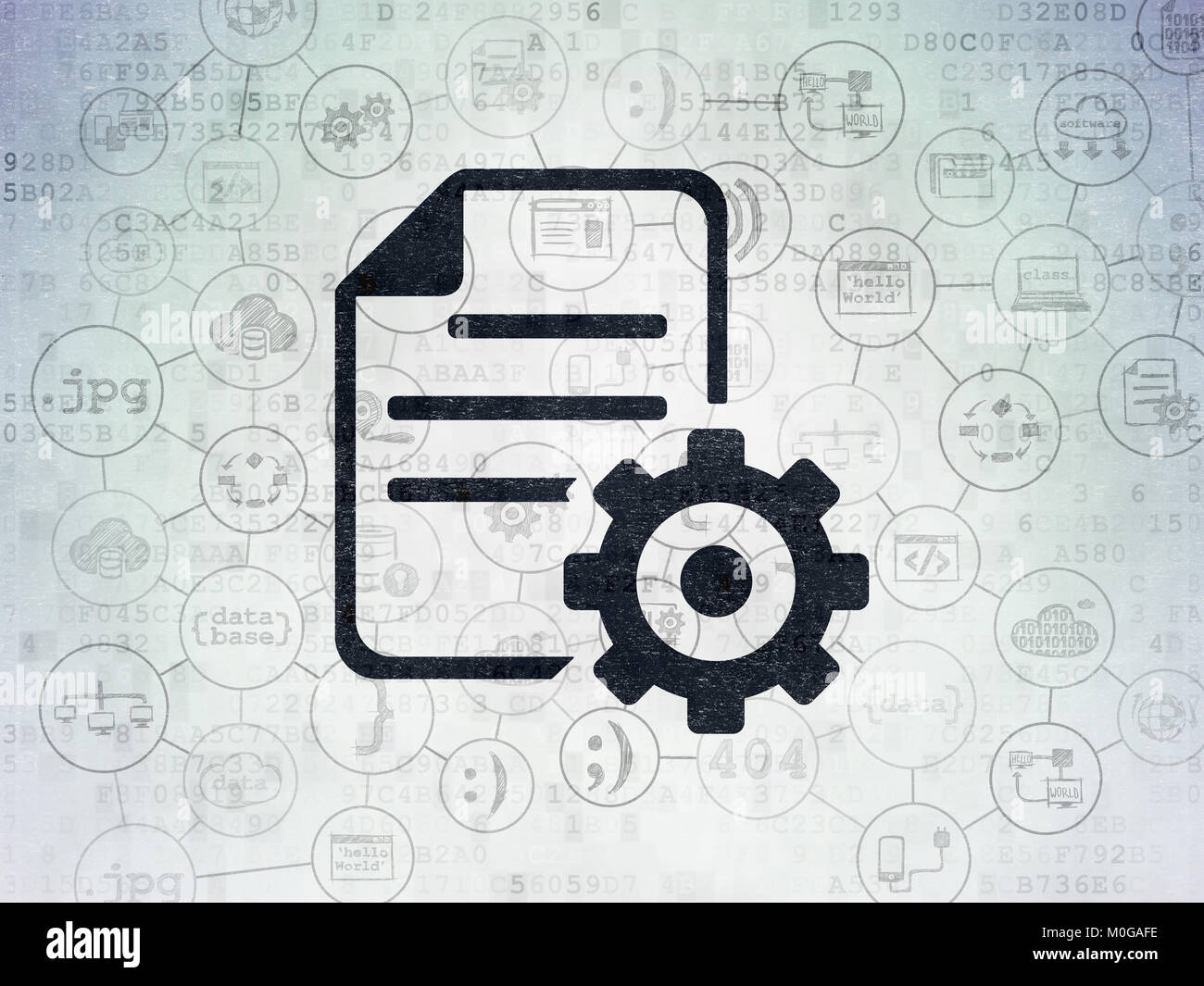 Software concept: Gear on Digital Data Paper background Stock Photo - Alamy