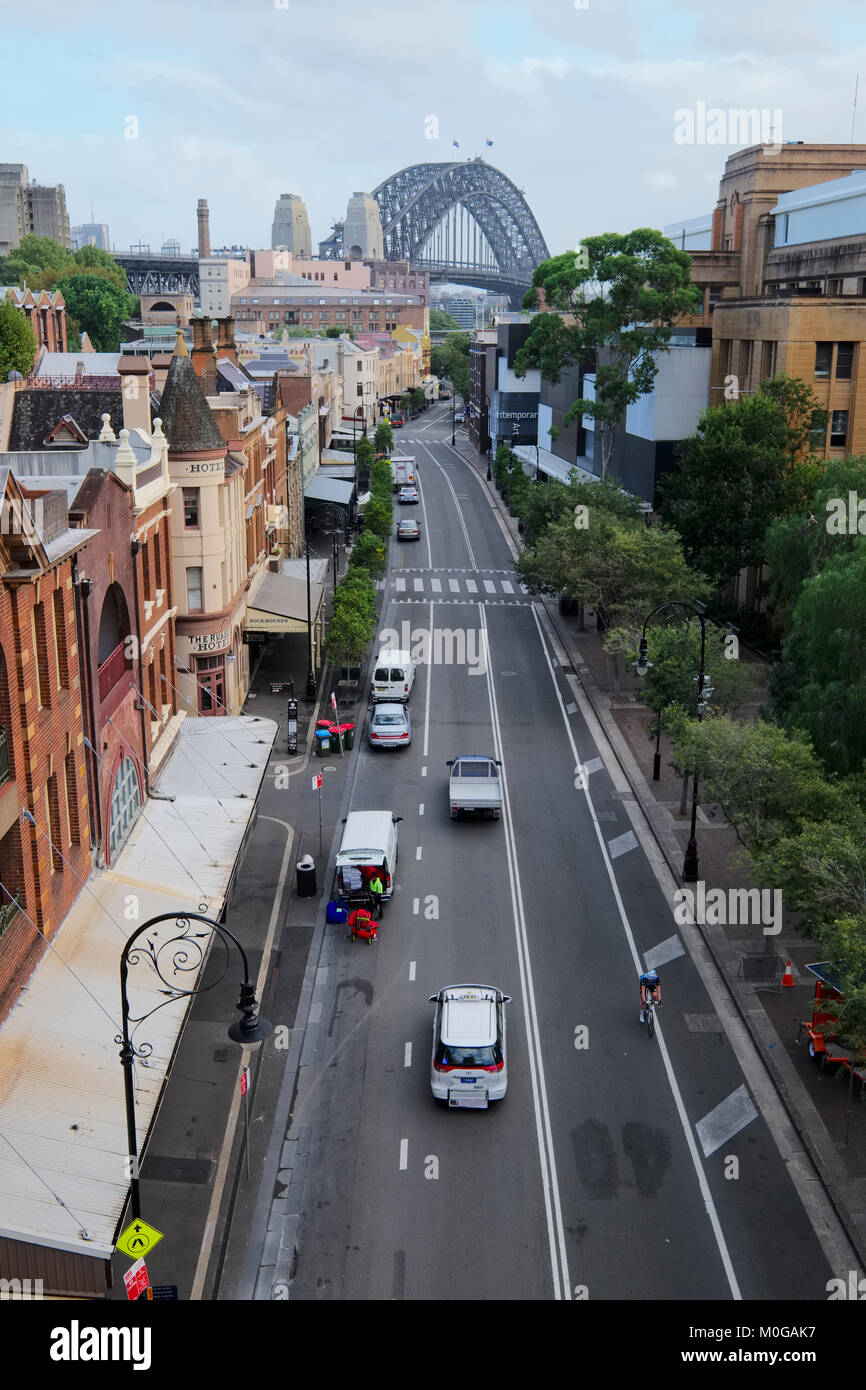 The Rocks and Sydney Harbour Bridge, view from Cahill Expressway ...