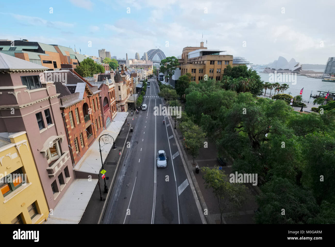 The Rocks and Sydney Harbour Bridge, view from Cahill Expressway ...