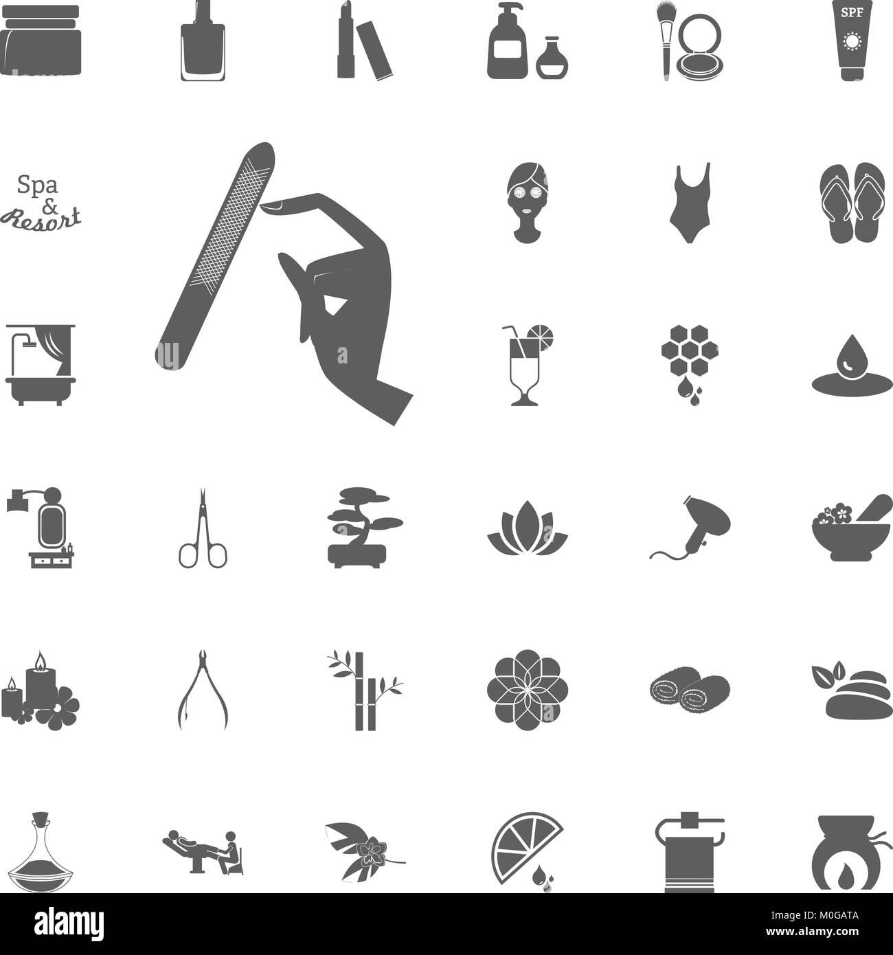 Manicure icon. Spa and Recreation vector set icons. Set of 33 spa icons ...