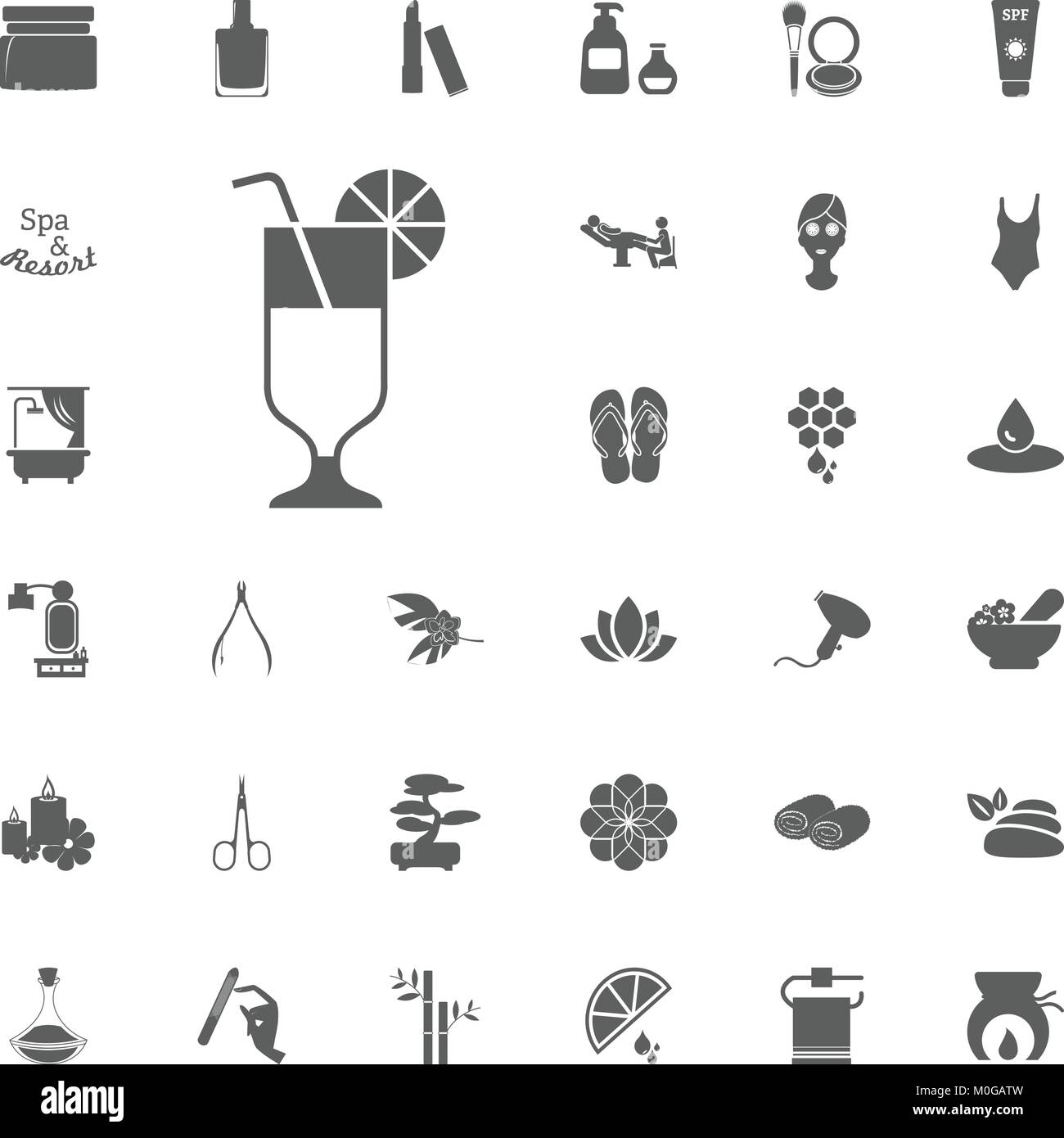 Lemonade icon. Spa and Recreation vector set icons. Set of 33 spa icons Stock Vector Image & Art ...