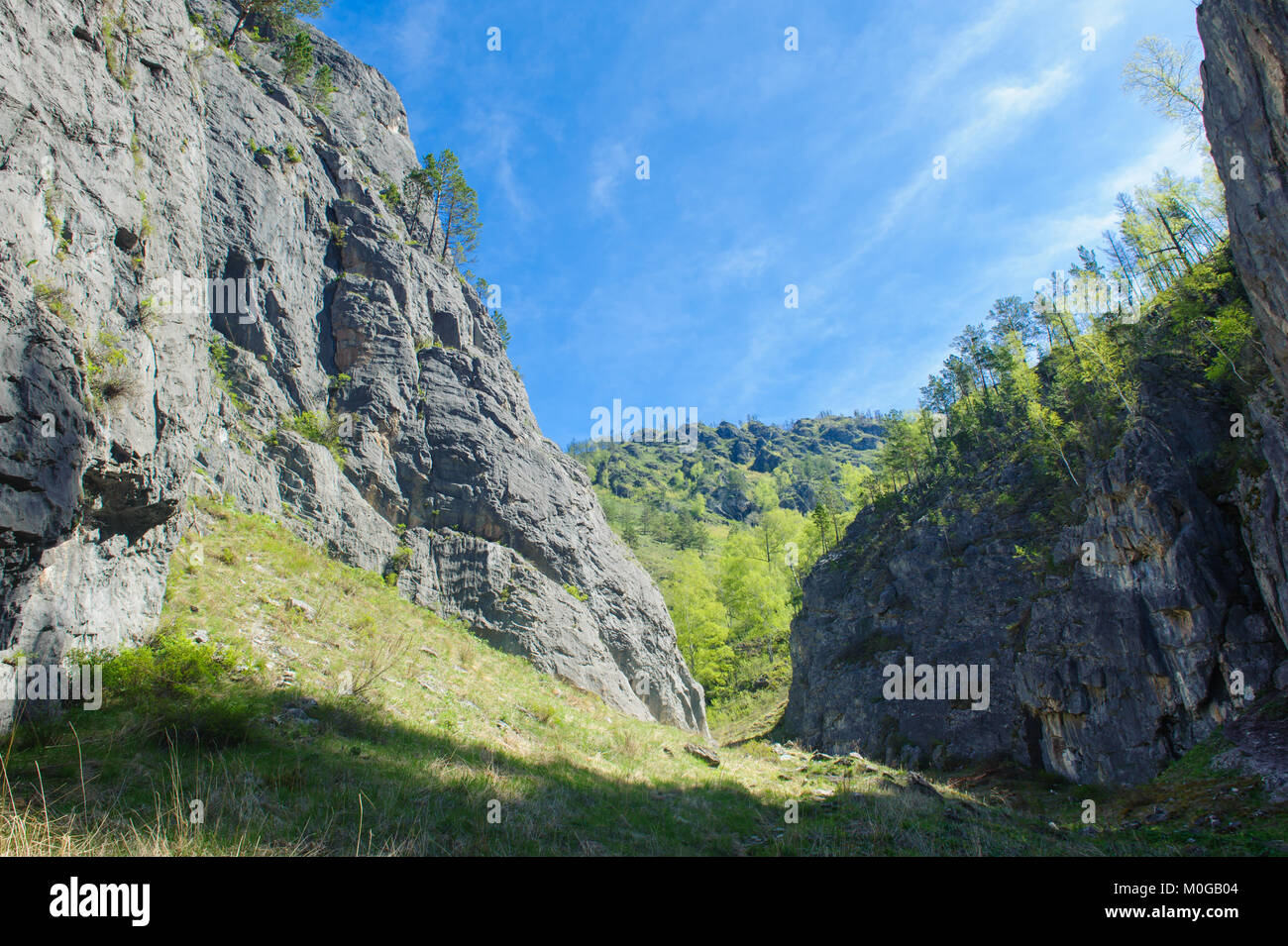 Wide ravine with narrow pathway in Altai mountains Stock Photo - Alamy