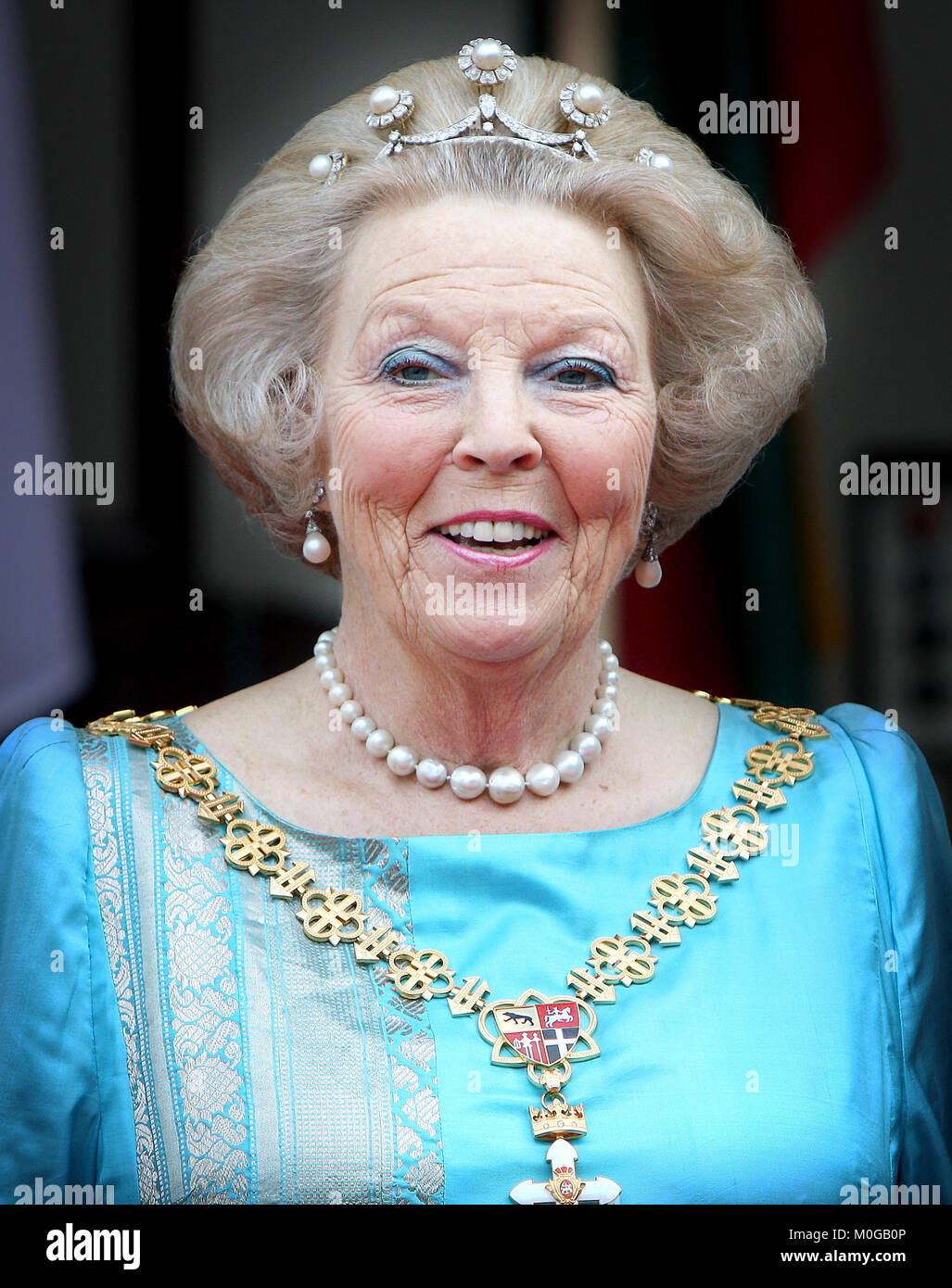 Queen Beatrix of The Netherlands attends a state banquet during her ...