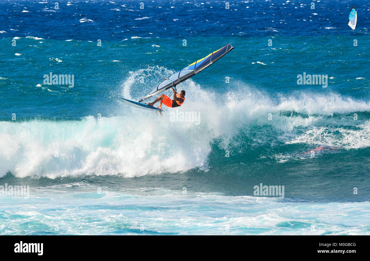 Extreme Surf and Windsurf Action Stock Photo - Alamy
