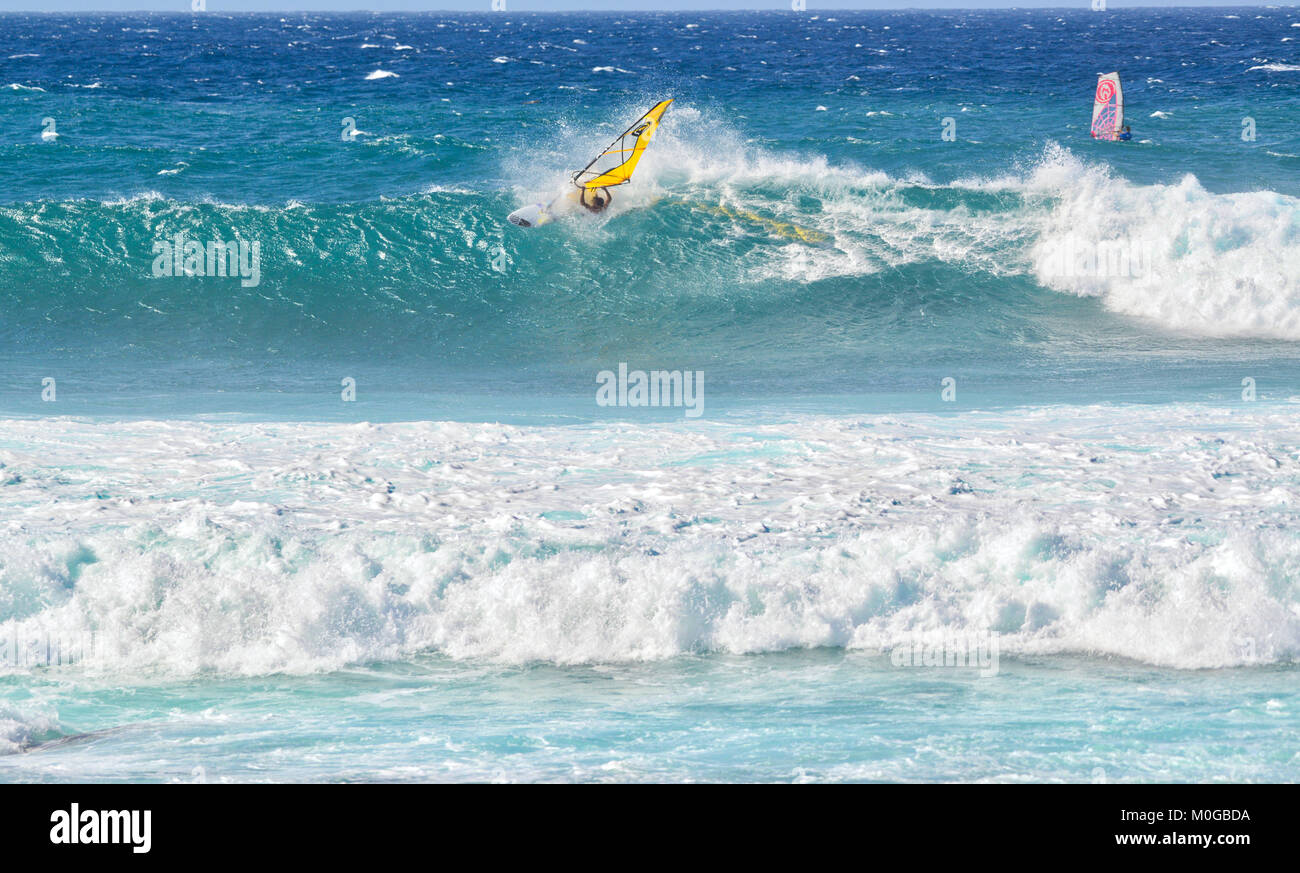 Extreme Surf and Windsurf Action Stock Photo - Alamy