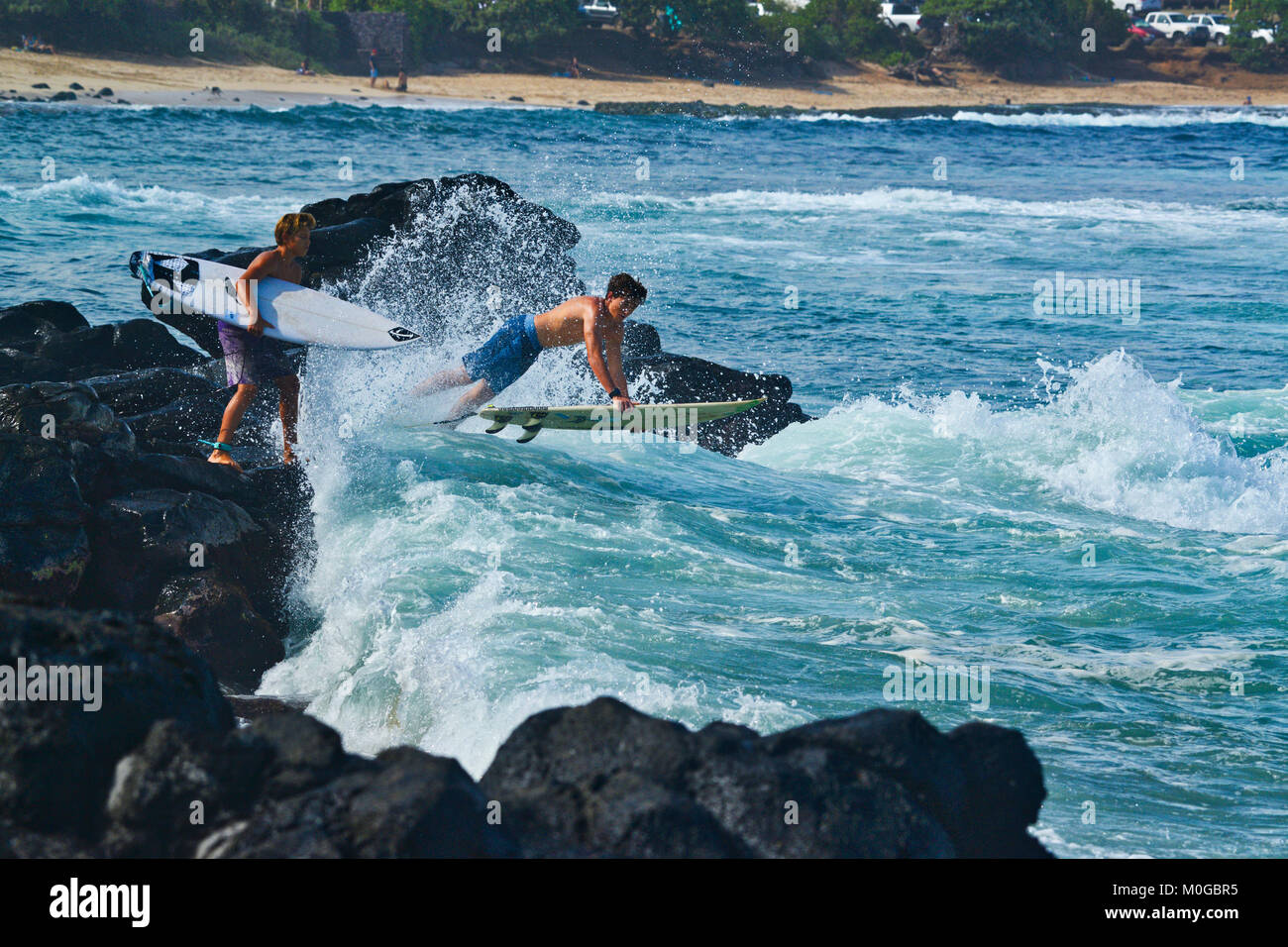 Extreme Surf and Windsurf Action Stock Photo - Alamy