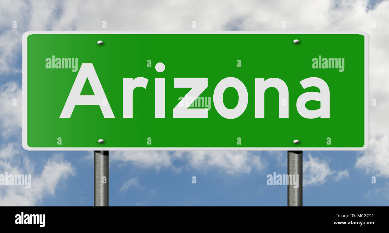 A 3d rendering of a green highway sign Stock Photo - Alamy