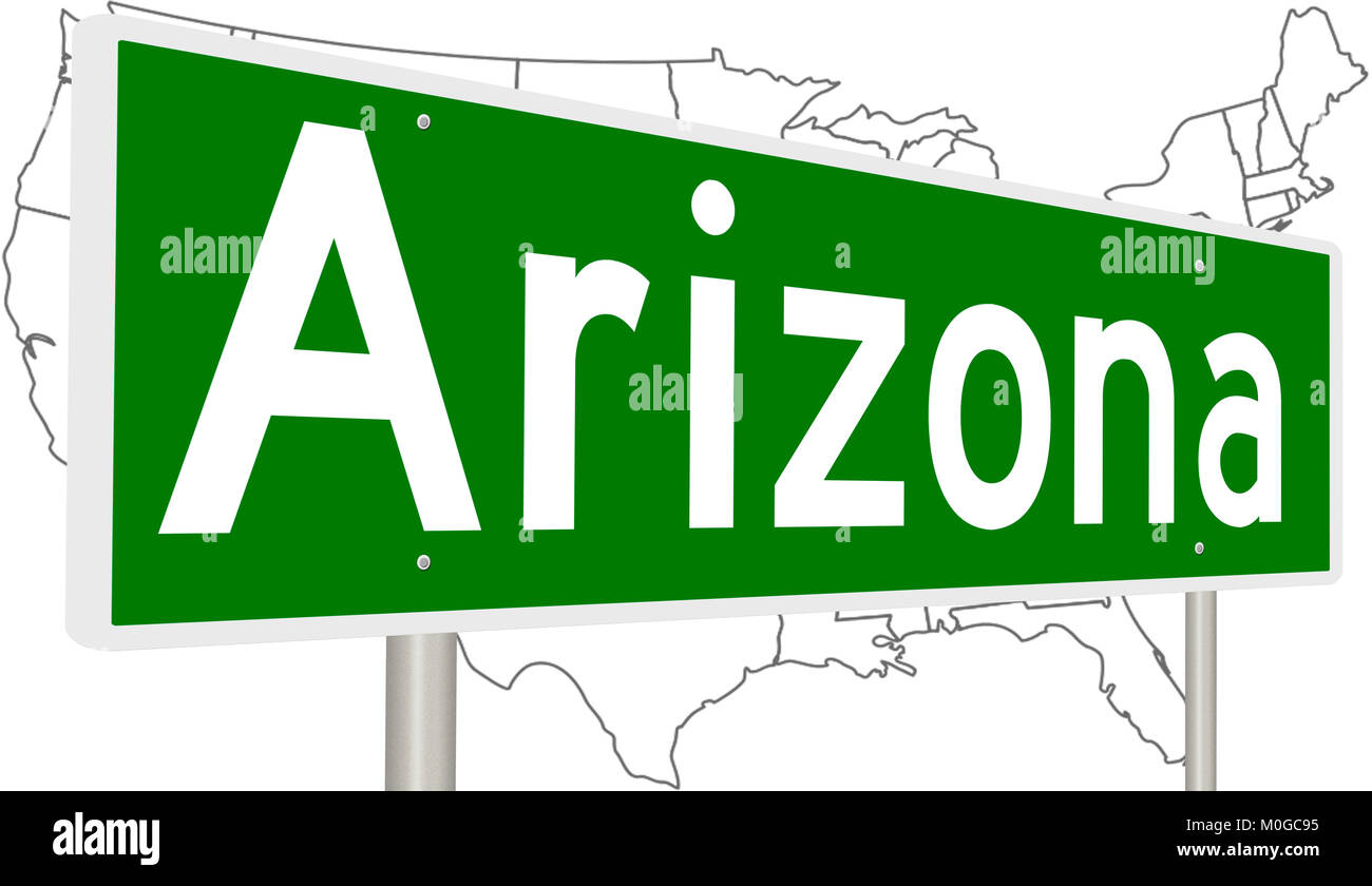 A 3d rendering of a green highway sign Stock Photo - Alamy