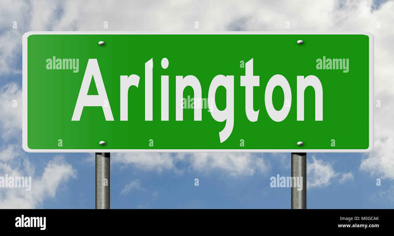 A 3d rendering of a green highway sign Stock Photo - Alamy