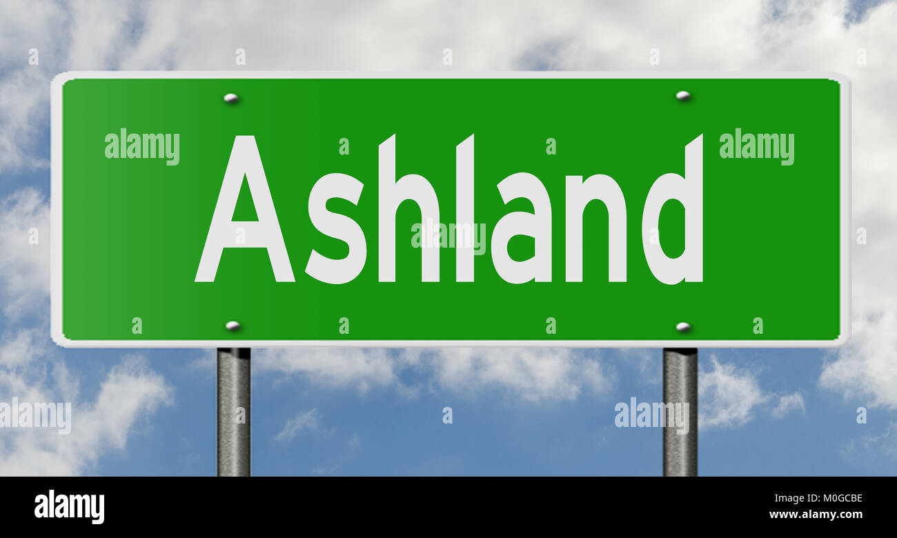 A 3d rendering of a green highway sign Stock Photo - Alamy
