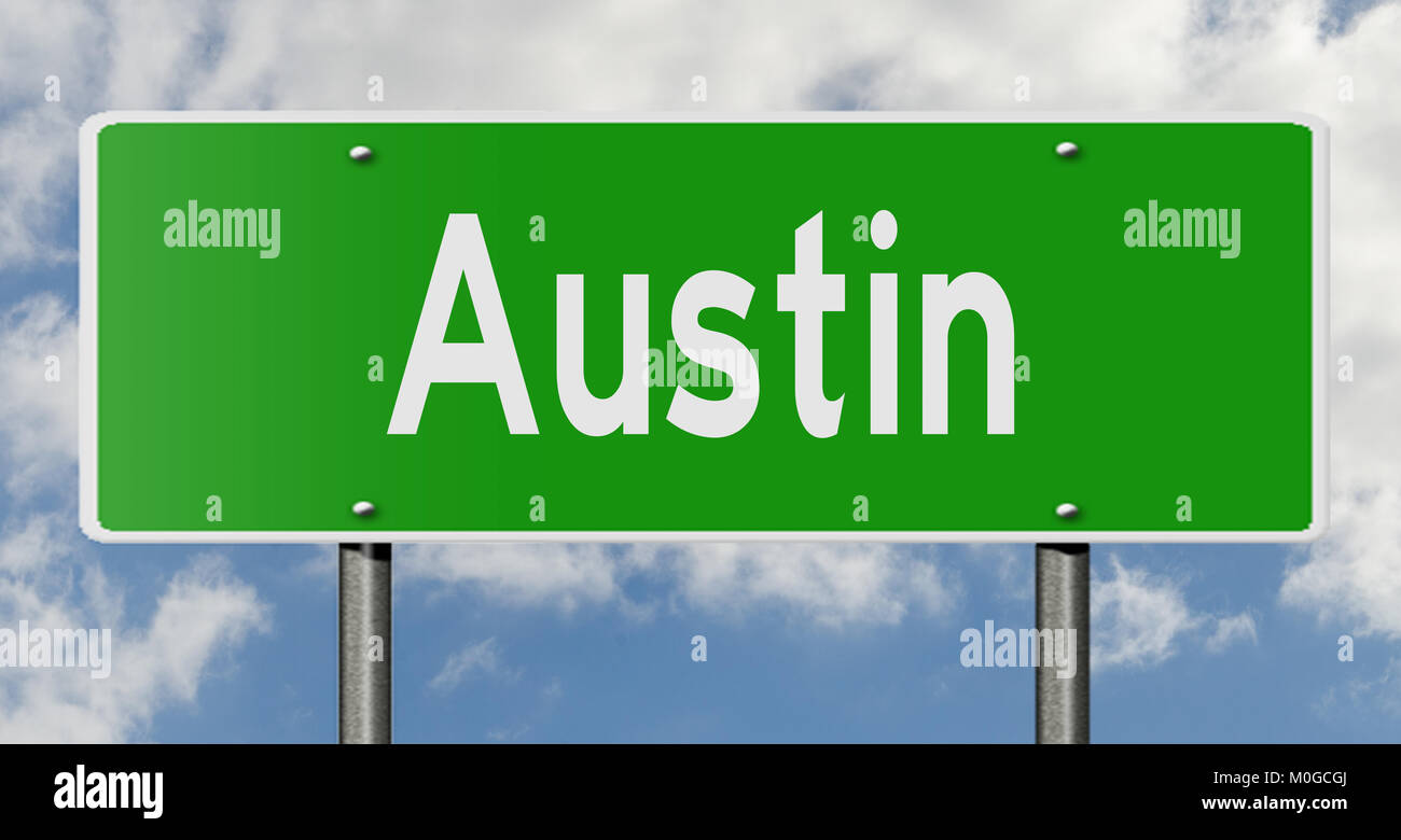 A 3d rendering of a green highway sign Stock Photo - Alamy