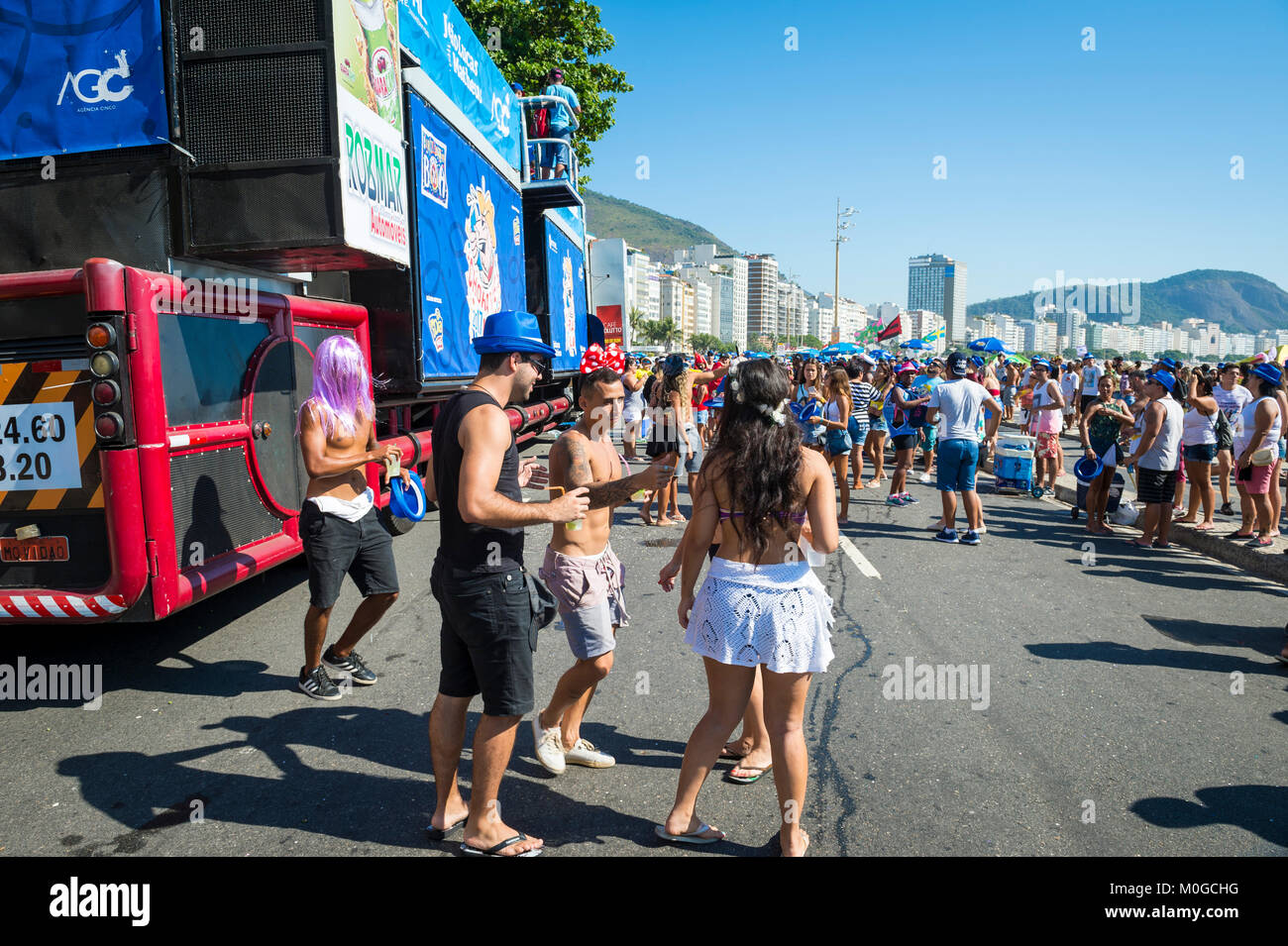 RIO DE JANEIRO - FEBRUARY 19, 2017: Crowds of young people gather at a ...