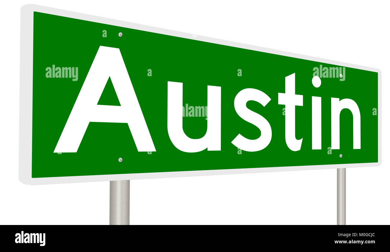 A 3d rendering of a green highway sign Stock Photo - Alamy