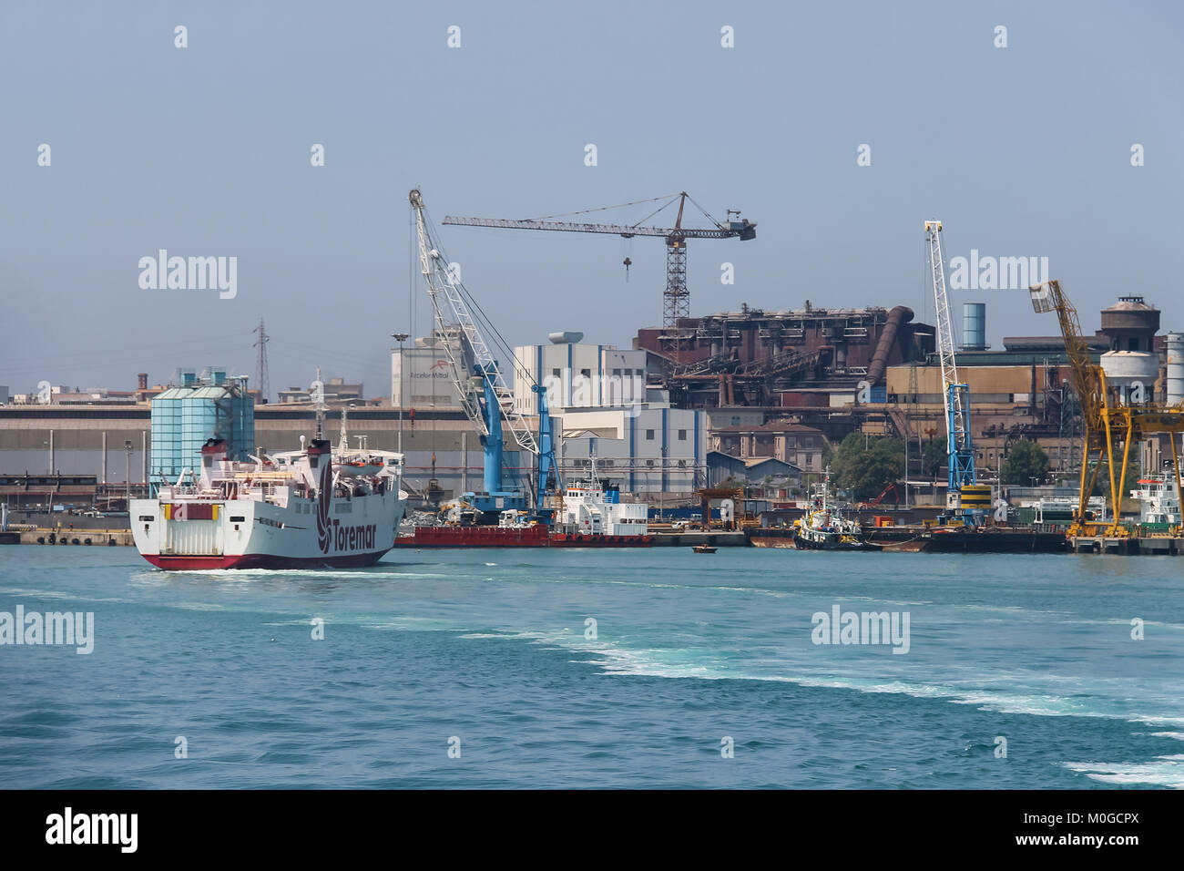 Piombino, Italy - June 30, 2015: Industrial area with port facilities ...