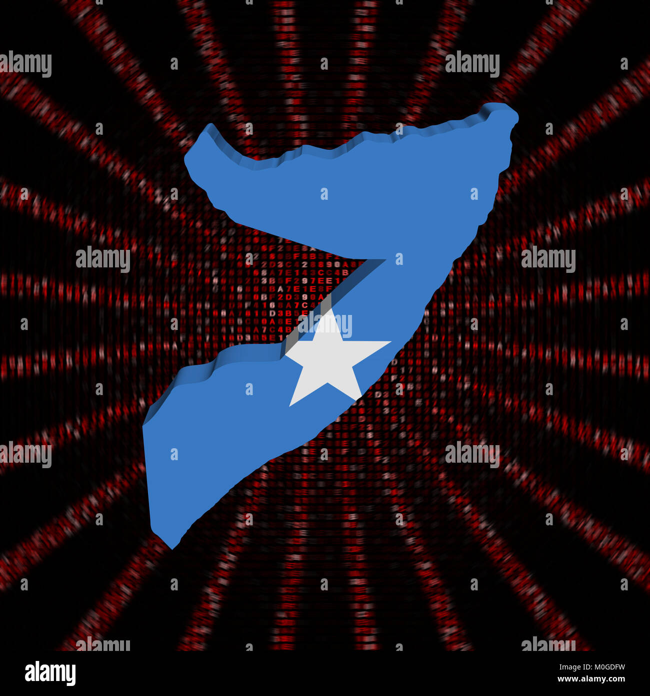 Somalia map flag on red hex code burst illustration Stock Photo - Alamy
