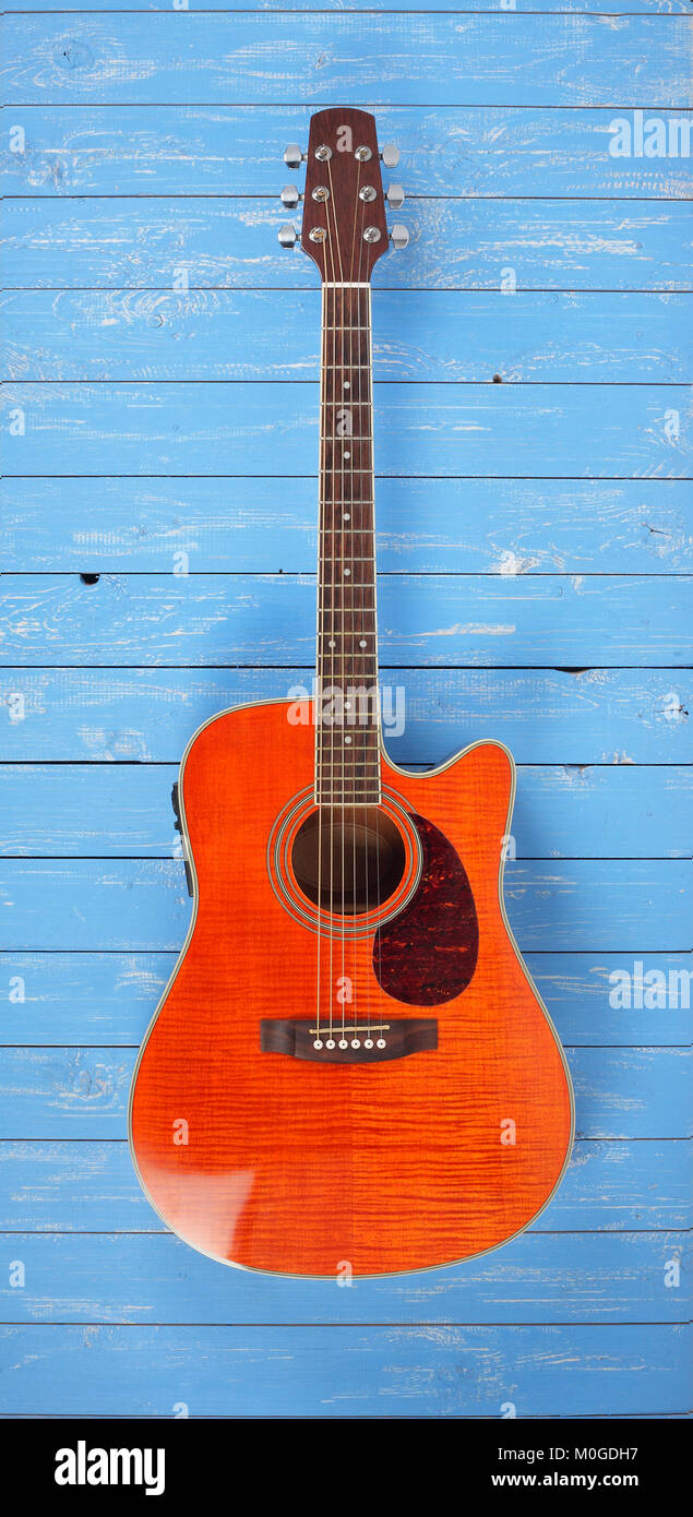 Musical instrument - Orange Flame maple acoustic cutaway tiger maple ...