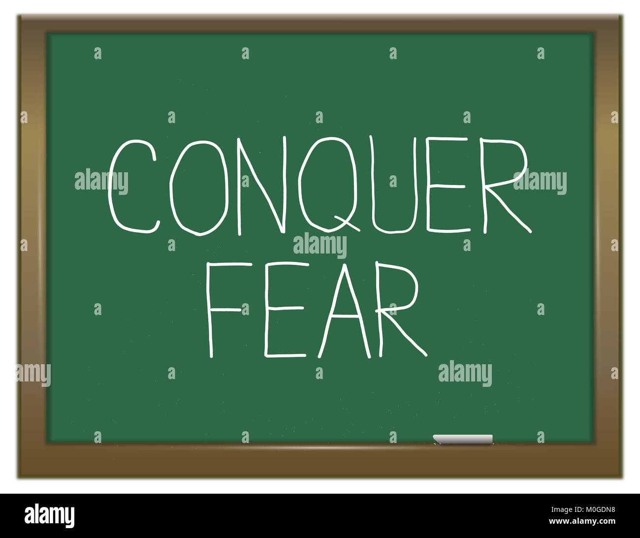 3d Illustration depicting a green chalkboard with a conquer fear ...