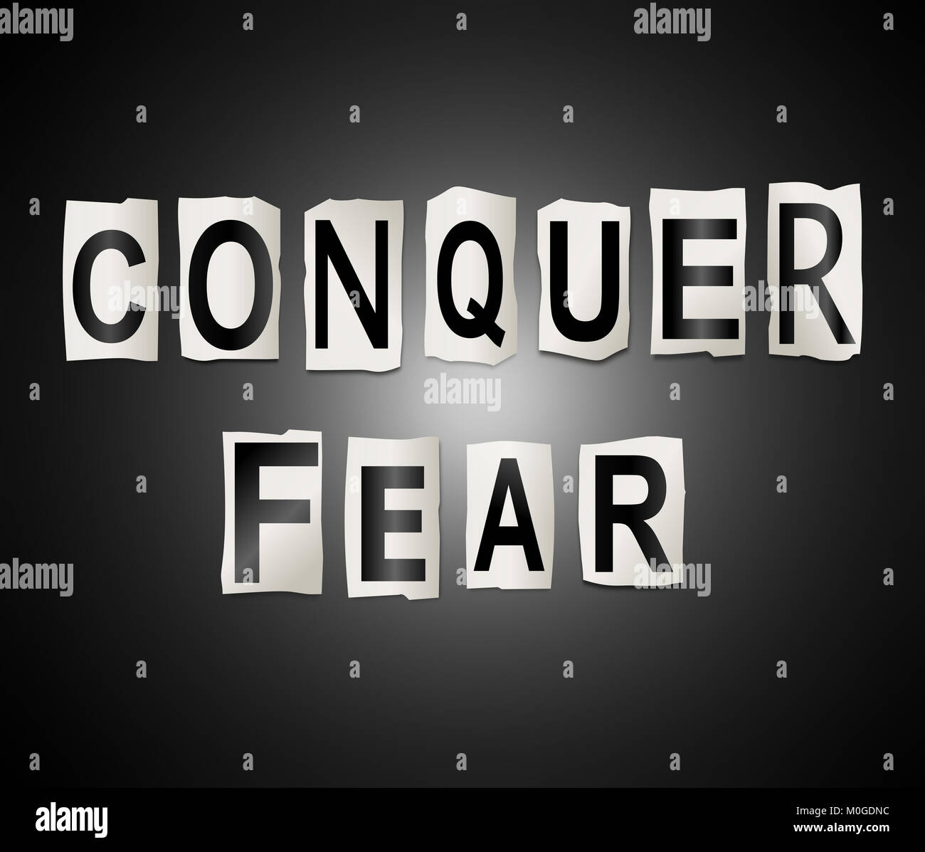 3d Illustration depicting a set of cut out printed letters arranged to ...