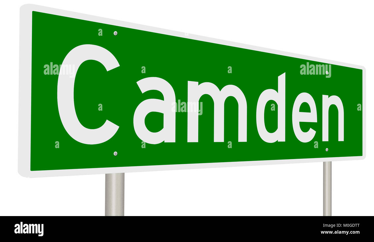 A 3d rendering of a green highway sign Stock Photo - Alamy