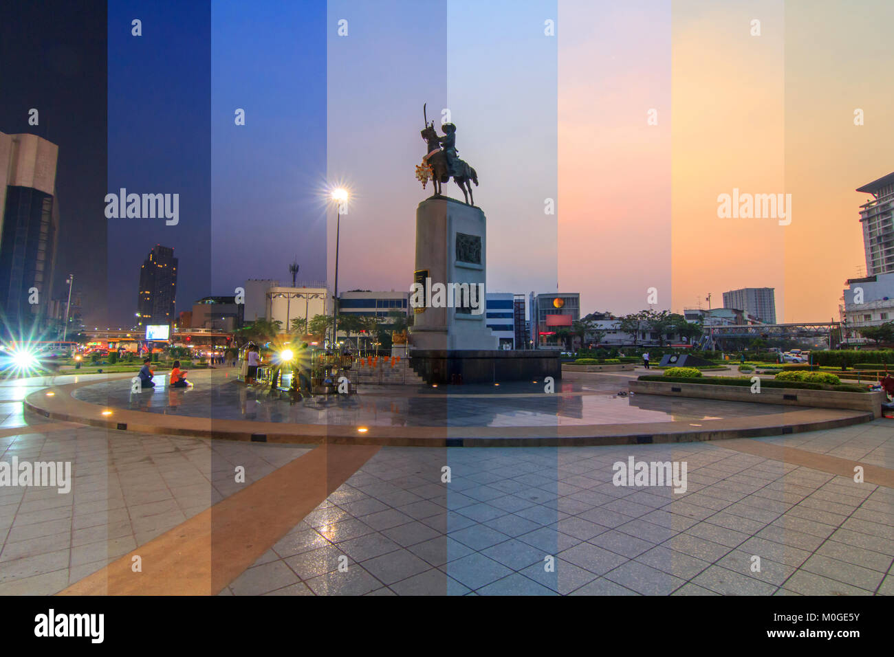 Different shade color in same frame ofKing Taksin statue at Wongwainyai ...