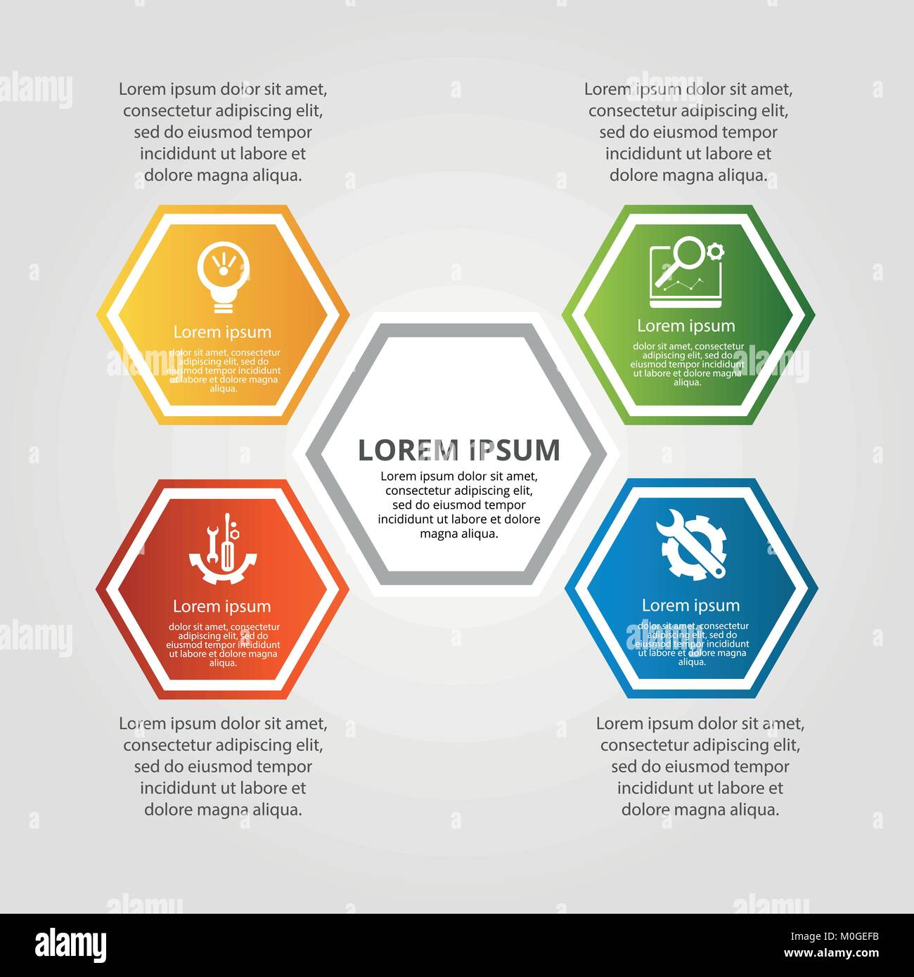 Modern vector illustration. Infographic pattern with five hexagon ...