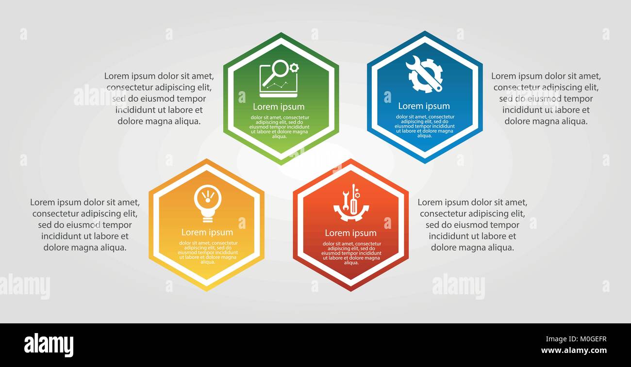 Modern vector illustration. Infographic pattern with four hexagon ...