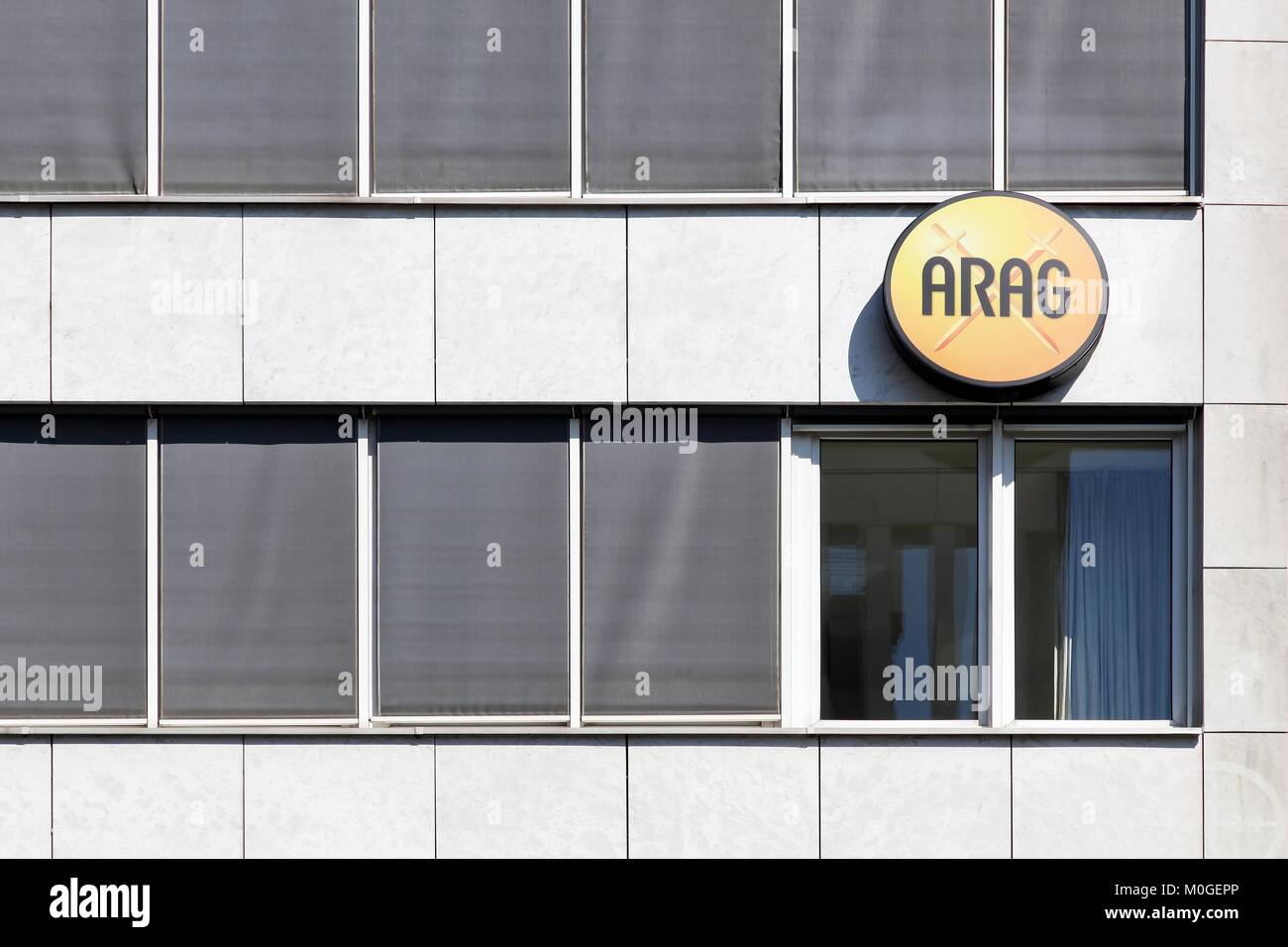 Kiel, Germany - June 4, 2016: Arag logo on a wall of a office. Arag is ...